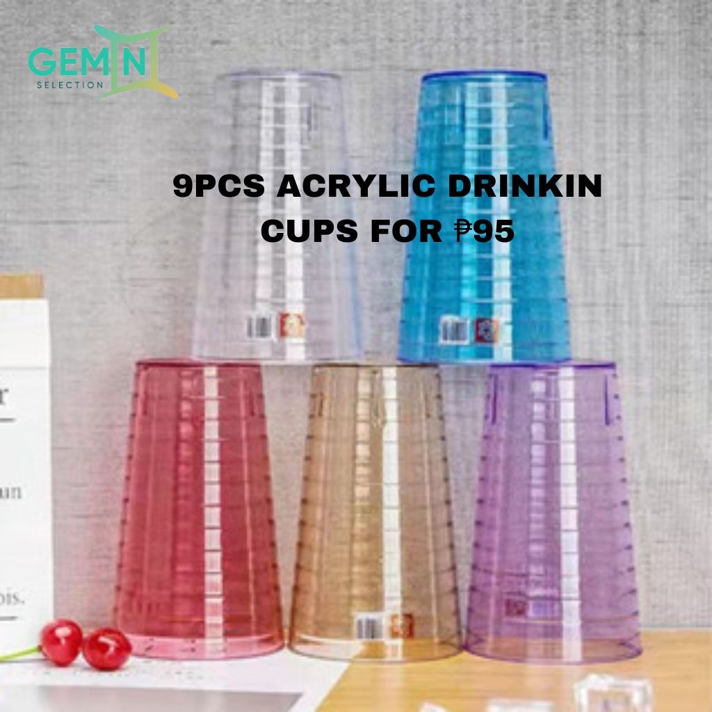 9pcs New Style Acrylic High Grade Plastic Drinking Cups Plastic Water ...