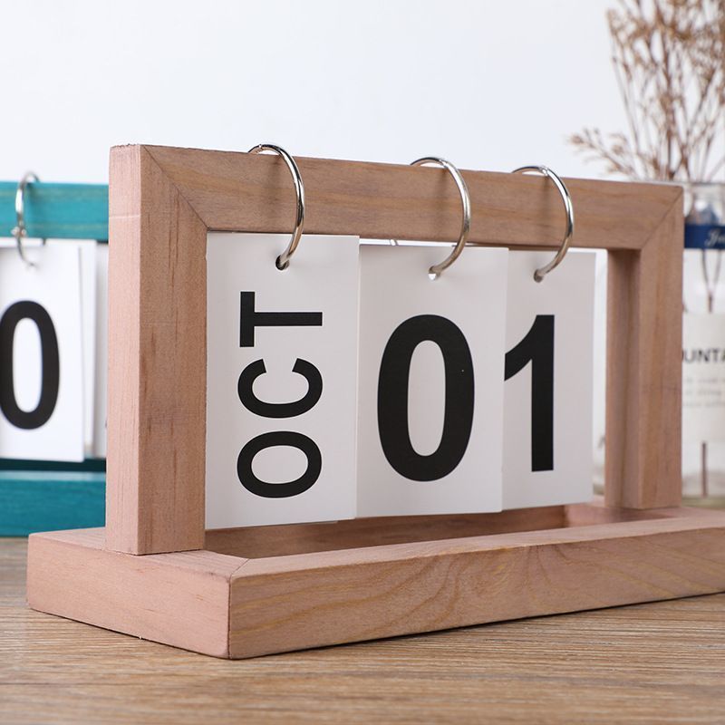 Classy Page Wooden Flip Calendar Board Minimalist Desktop Table Home ...