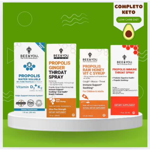Completo Keto| Bee&You, Propolis Water Soluble, Throat Spray, Raw Honey ...
