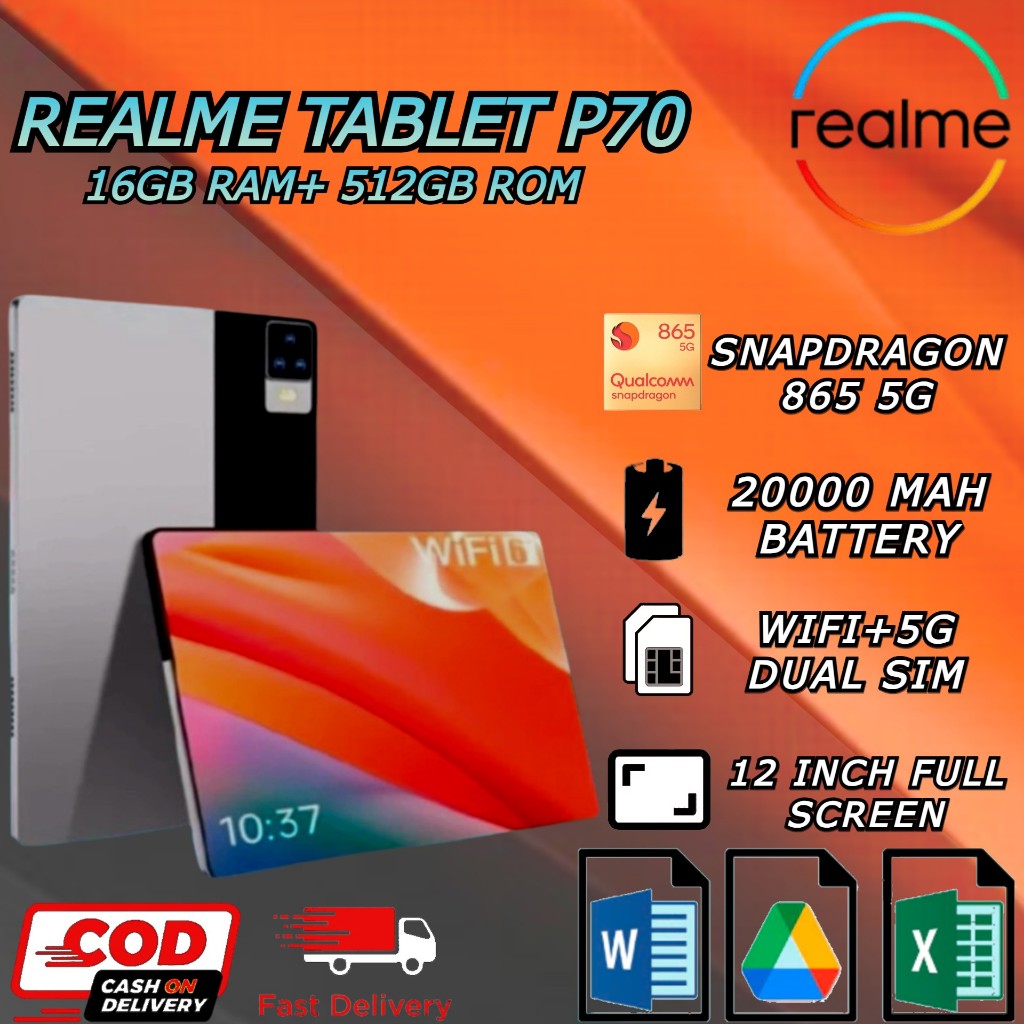 [NEW] 5G Tablet P70 12Inch Android 12.0 [16GB RAM 512GB ROM] Dual SIM ...
