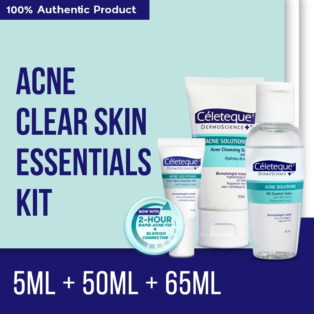 Celeteque Acne Clear Skin Essentials Kit (Acne Solutions Cleansing Gel ...