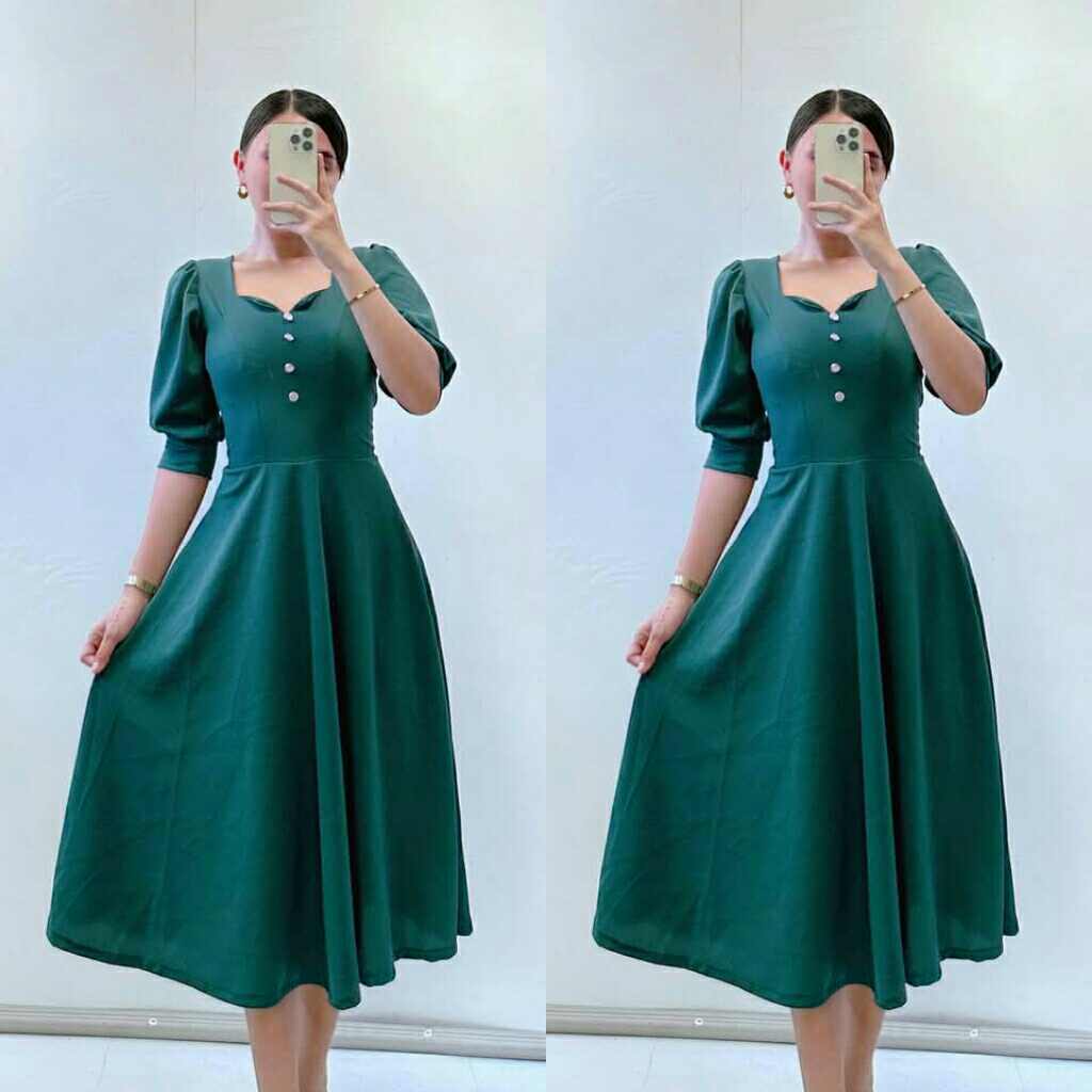 NEFRITY SELENA MIDI DRESS/FASHIONABLE CLASSY ELEGANT CASUAL/FORMAL ...