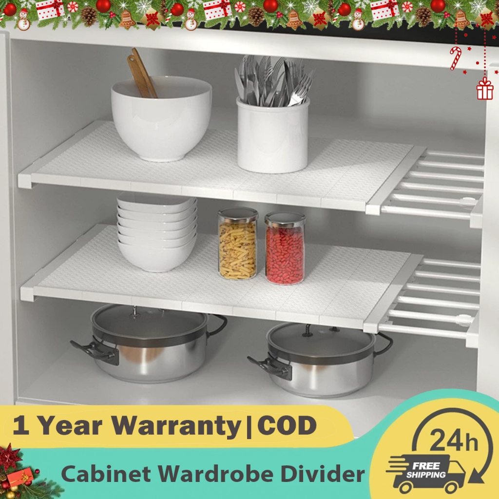 Adjustable Cabinet Wardrobe Divider Closet Storage Clothing Organizer ...