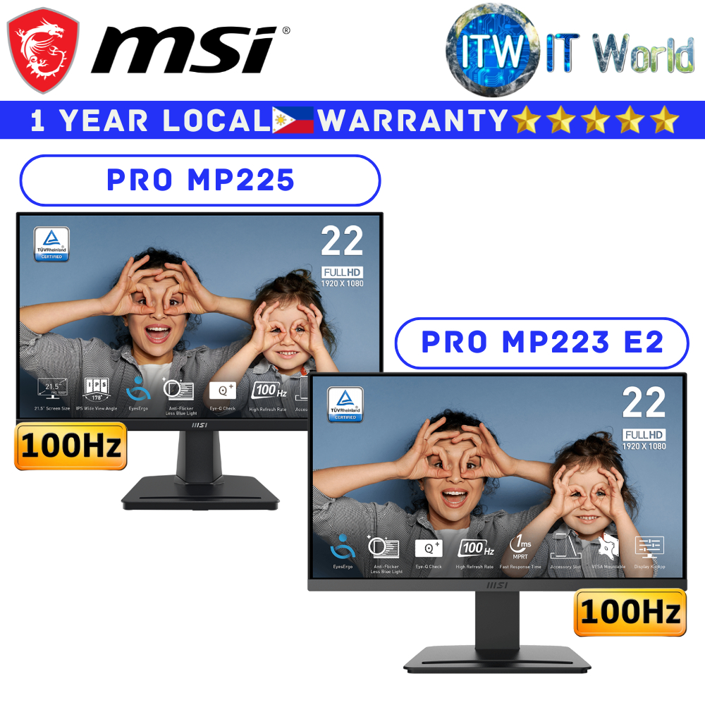Itw | MSI Monitor Pro MP225/MP223 E2 22" 1920x1080 FHD / 100Hz / 1ms ...