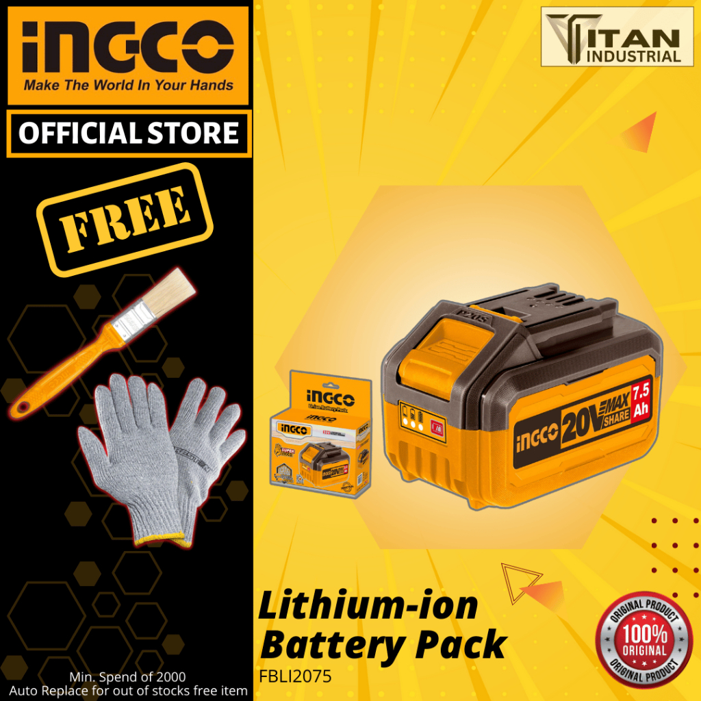 Ingco Battery li-ion battery 20V 7.5Ah FBLI2075 • Tm ss | Shopee ...
