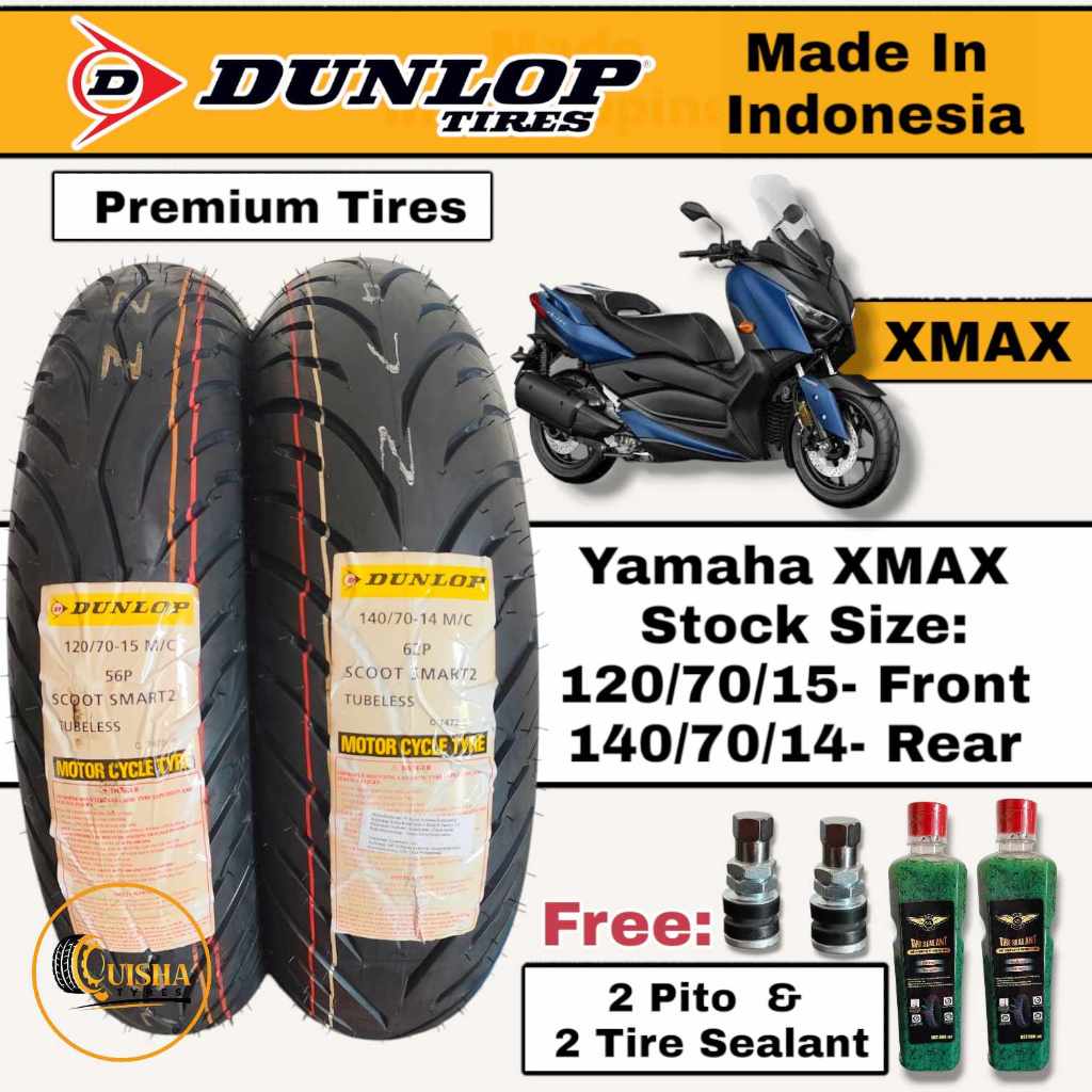 DUNLOP TIRE / EUROGRIP TIRE FOR XMAX 120/70/15 & 140/70/14 (FREE PITO ...