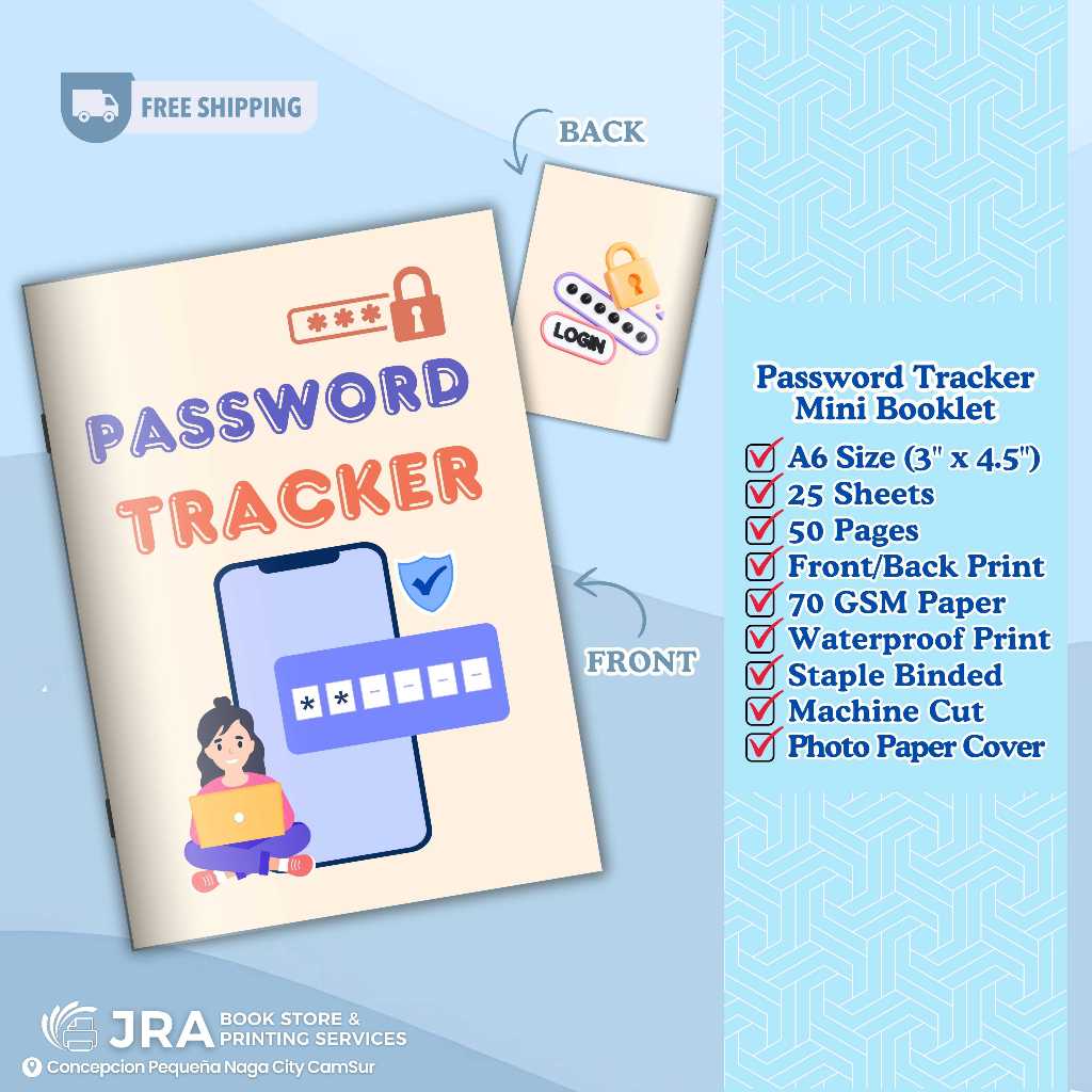A6 Password Tracker Pocket Size Stapled Booklet 25 Sheets (50 Pages) Mini Notebook | Shopee ...