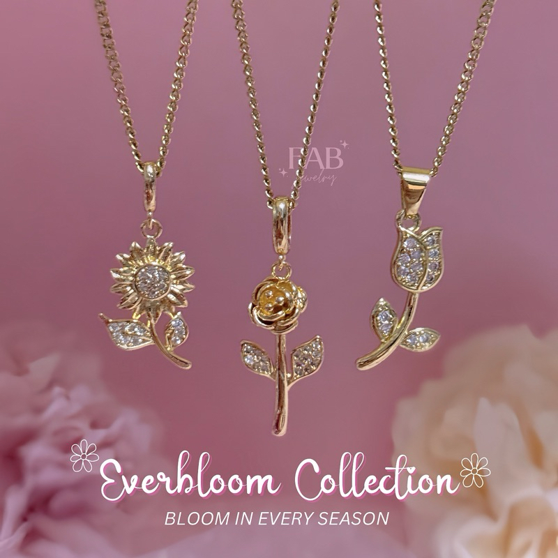 FAB | Everbloom Sunflower Rose Tulip Necklace Collection (Stainless Steel) | Shopee Philippines