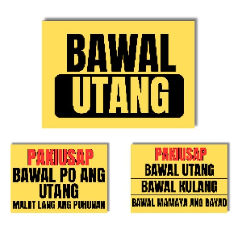 Bawal Utang Signage Laminated Signage A5 A4 size | Shopee Philippines