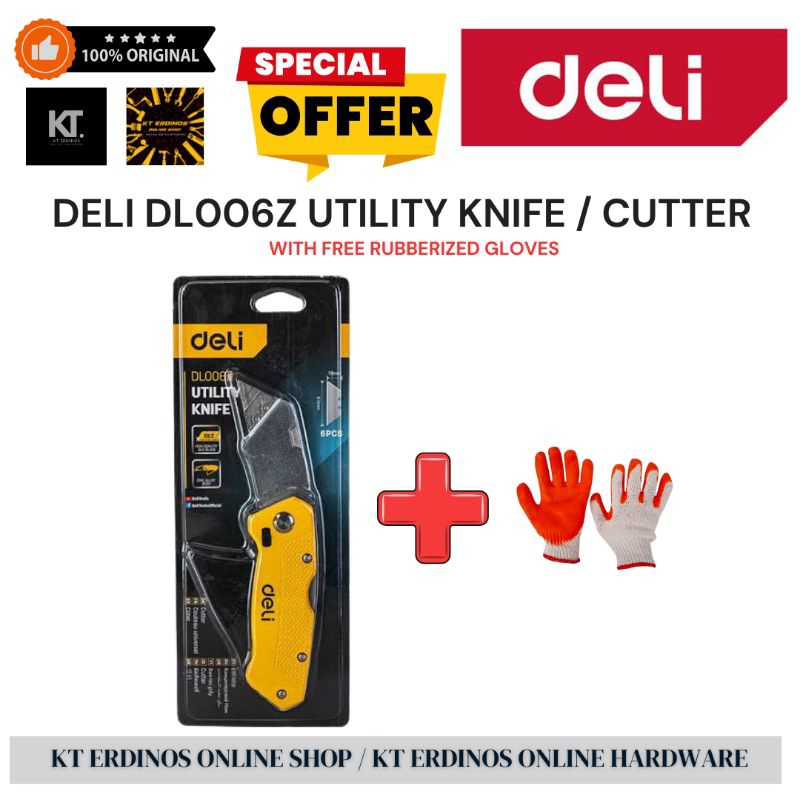 Deli Utility Knife Cutter DL006Z Heavy Duty (Original) | Shopee Philippines