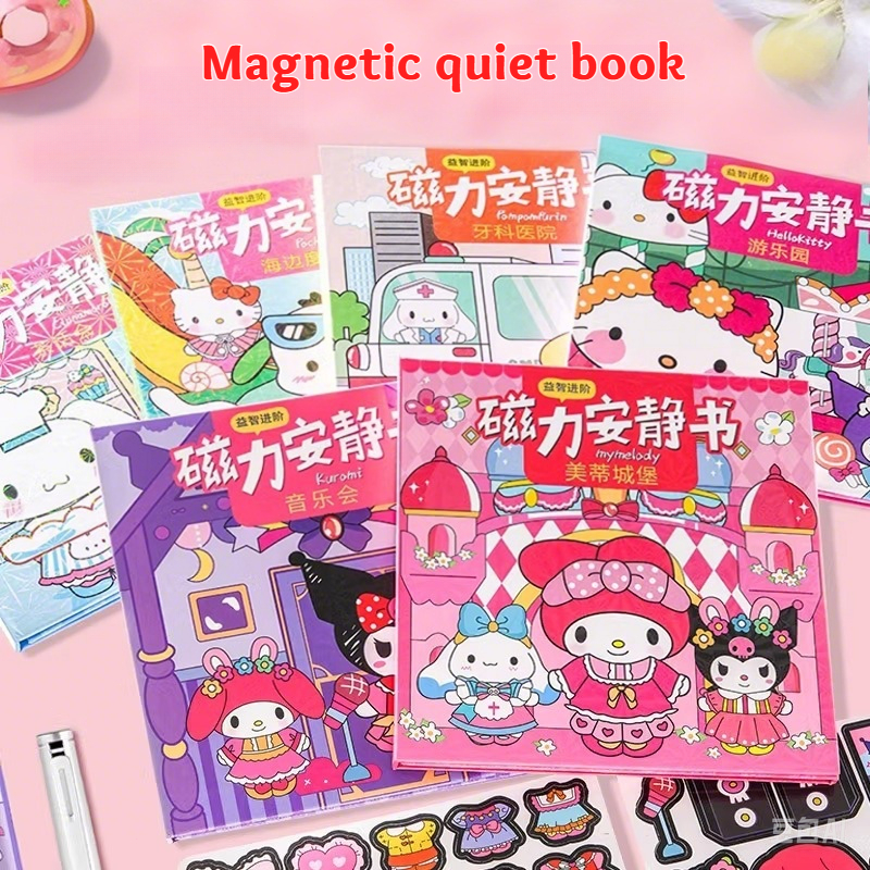 Cartoon Magnetic Kuromi Paper Doll House Book Set Dress Up Sticker ...