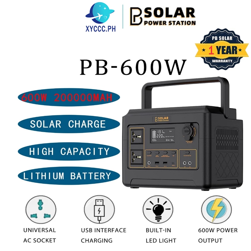 PB SOLAR Power Station Portable 600W 600Wh 200000mAh Powerbank Solar ...