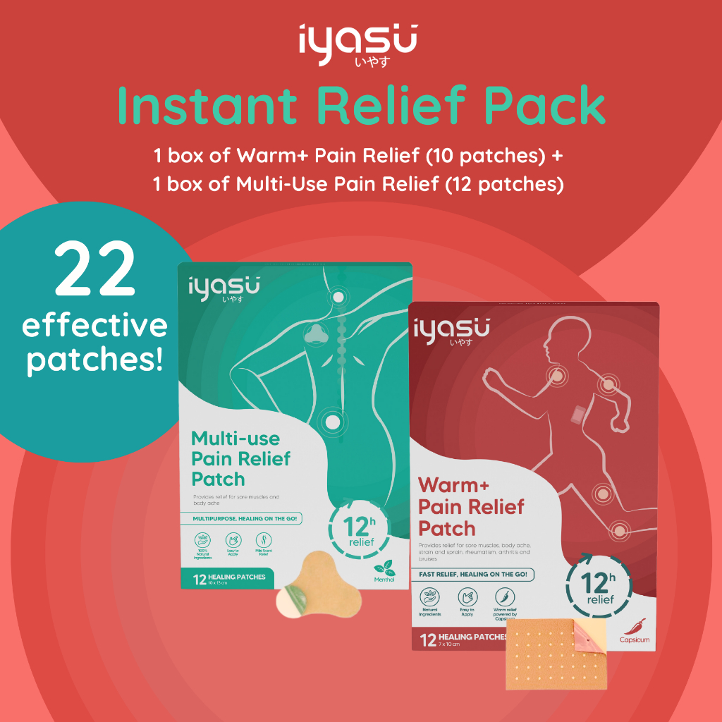 Iyasu Heat Patches for Full Body Pain Relief – Menthol & Warm+ Pads for Muscle Aches, Soreness ...