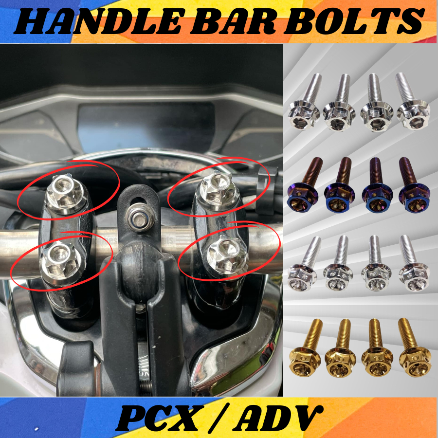 4pcs Heng 8x35mm Handle Bar Bolts / Head Post Bolts ADV 150-160 / PCX ...