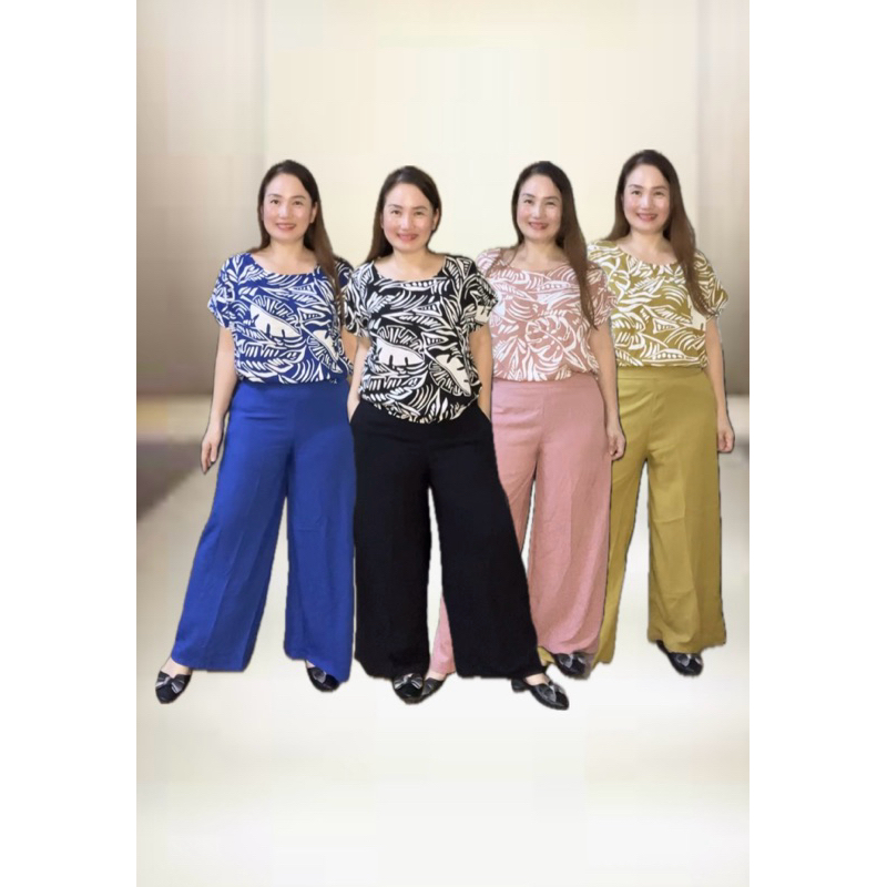 ALGINA terno blouse and pants plus size | Shopee Philippines