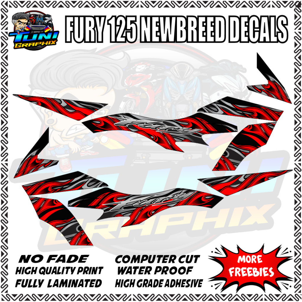 KAWASAKI FURY 125 NEWBREED Modern Fire Decals Sticker | Shopee Philippines