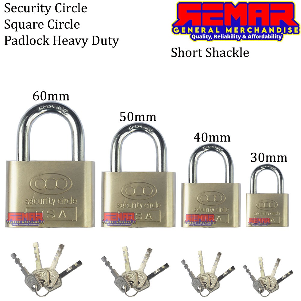 Padlock Security Circle Square Circle Short Shackle Heavy Duty Pad Lock ...