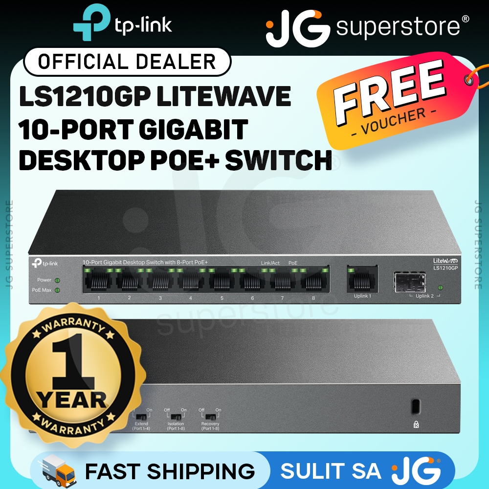 TP-Link LS1210GP LiteWave 10-Port Gigabit Desktop Switch with PoE+ ...