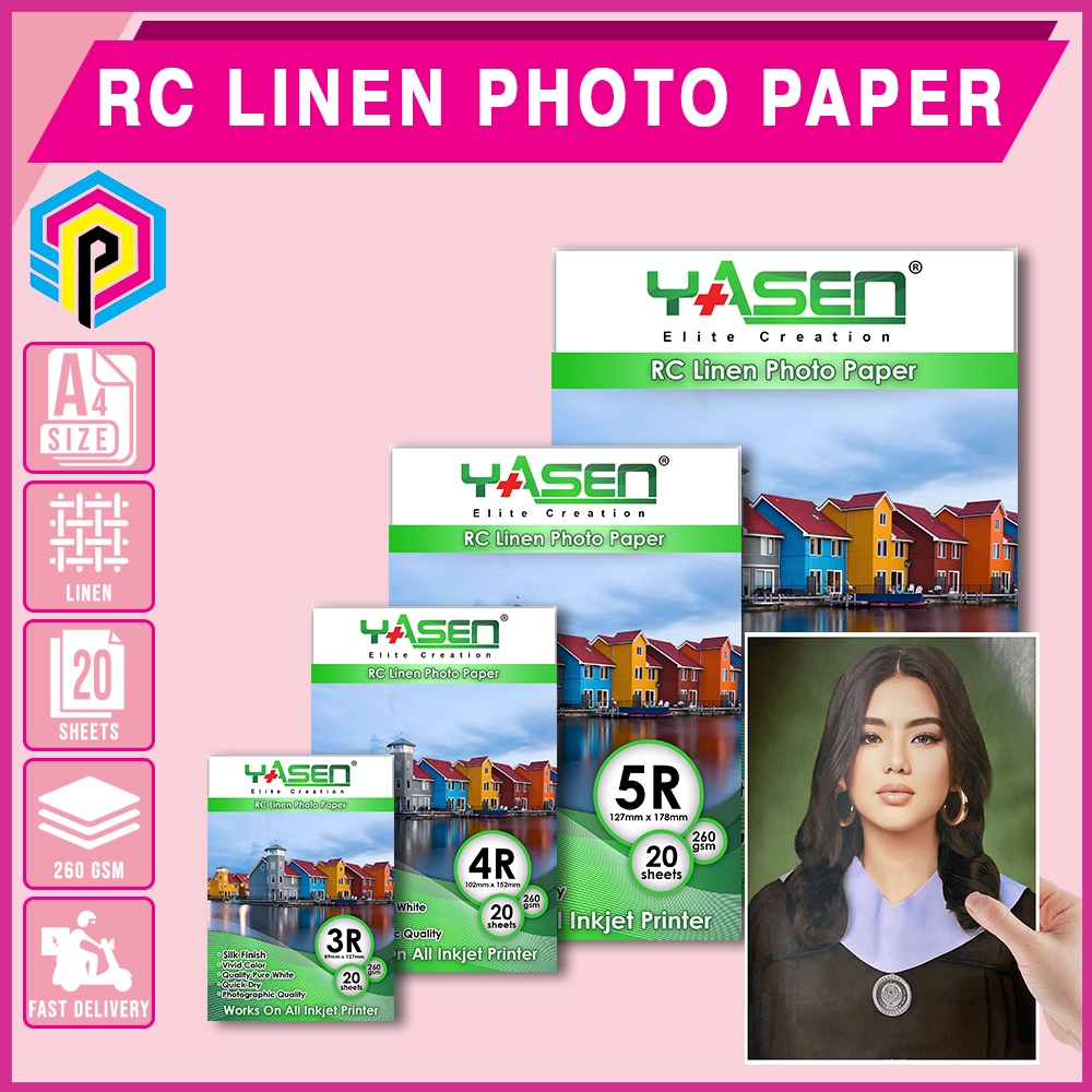 Yase RC Linen Photo Paper 260gsm Resin Coated Photo Paper 20 Sheets 3R ...