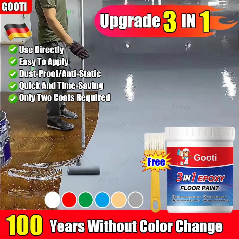 3 IN 1 Upgrade Epoxy Floor Paint 1000G With Brush Wear Resistant For ...