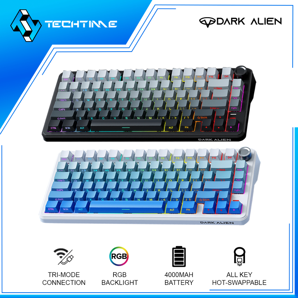 Dark Alien K820 81 KEY Tri Mode Gasket Wireless Wired Hot Swappable ...