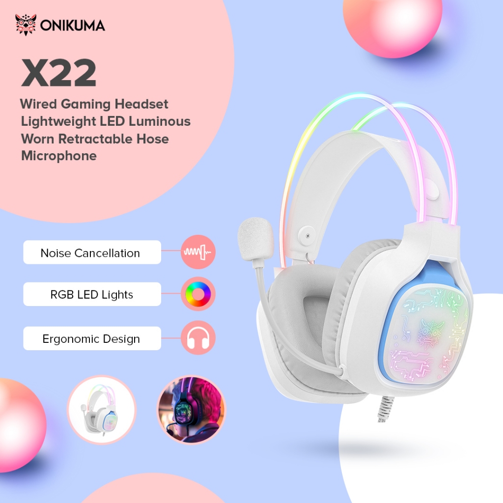 ONIKUMA X22 Wired Gaming Headset With Mic RGB Dynamic Light Gaming ...