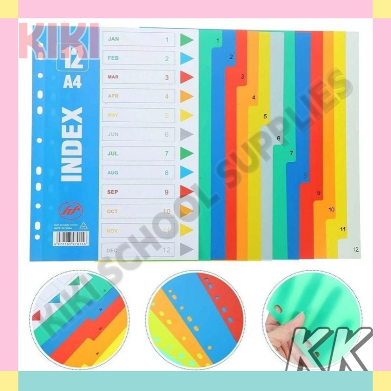 KK A4 12 Colors PVC Index Divider File Plastic Loose Leaf Binder ...