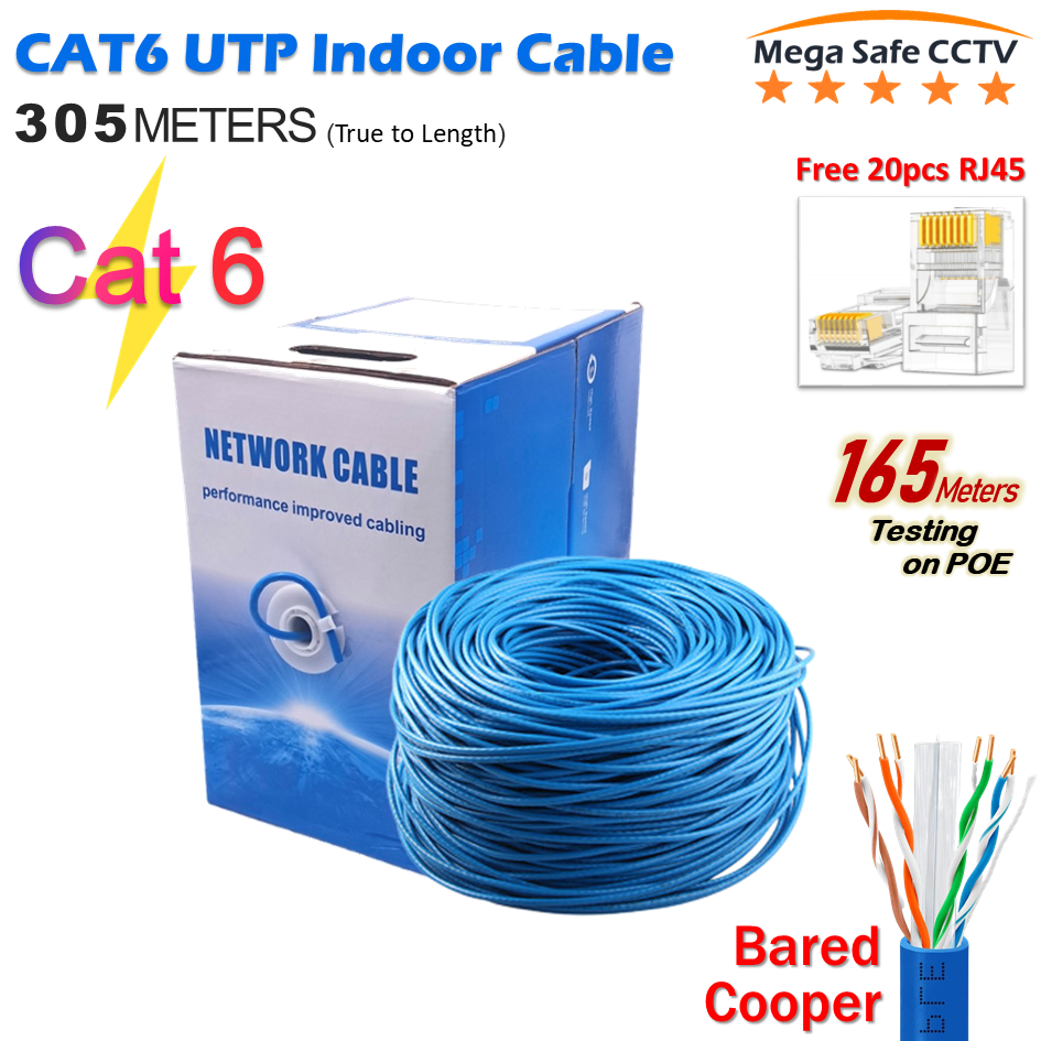 100M/200M/305M CAT6 Pure Copper Indoor UTP LAN Cable 24AWG BC High ...