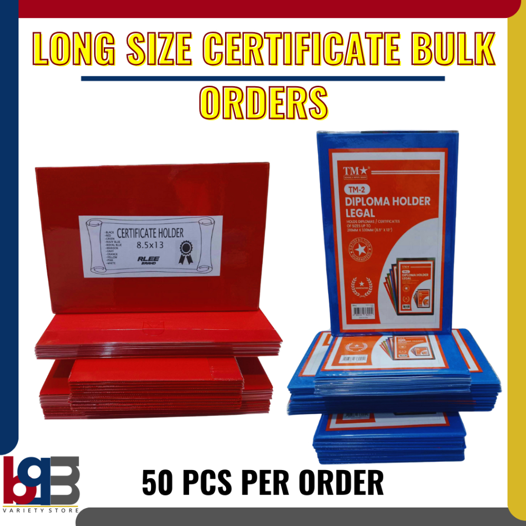 50 Pcs Long Certificate Holder 8 1/2 X 13 (Long Bond Paper) | Shopee ...