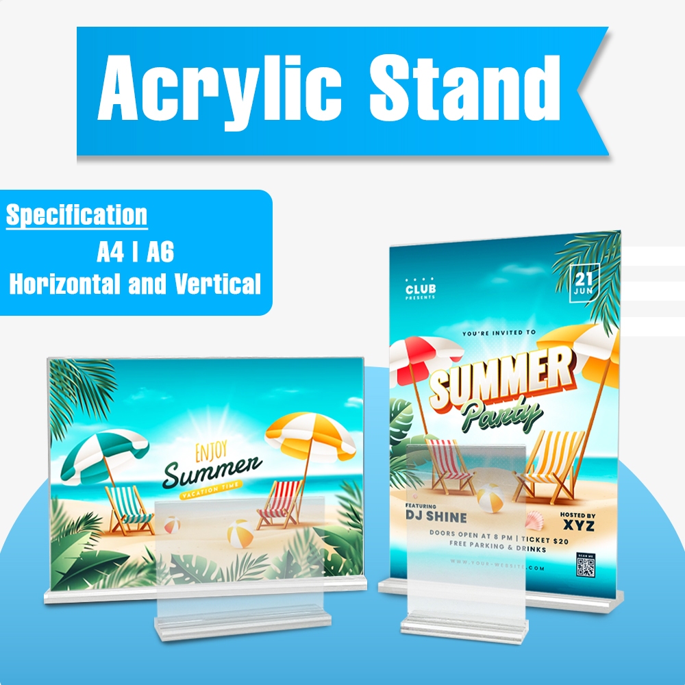 Acrylic Stand A4 A6 Menu Holder Double Sided Clear Display Stand for ...