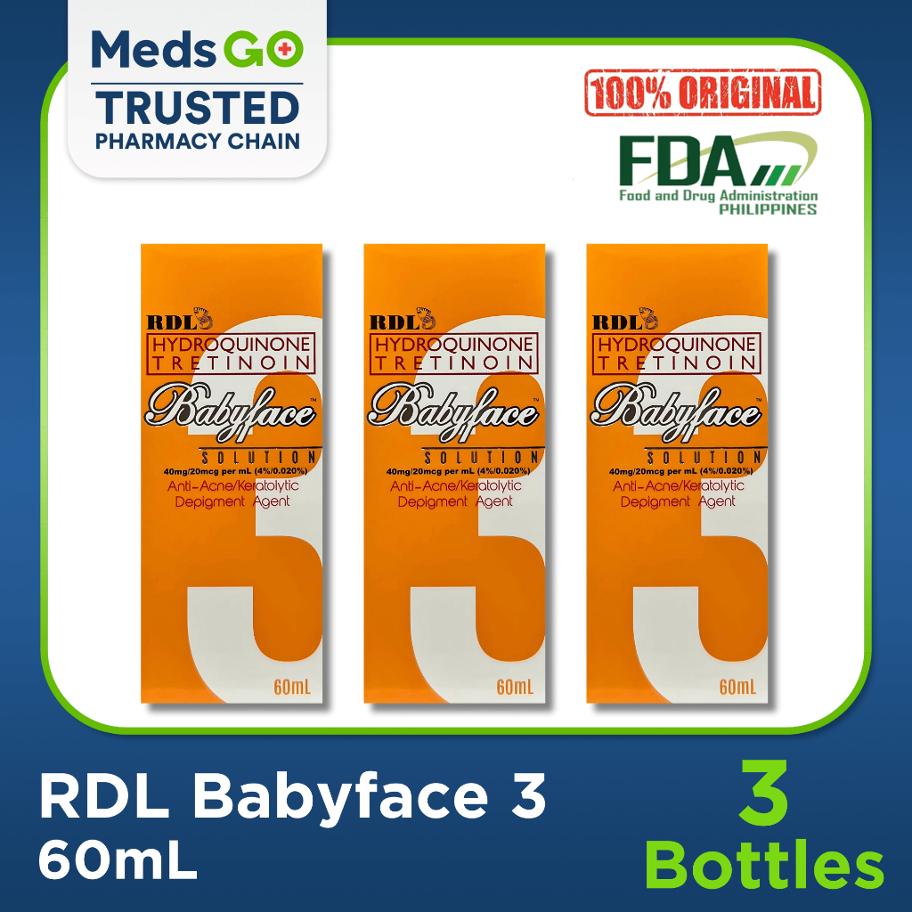 RDL Babyface Astringent Hydroquinone+Tretinoin 3 - 60mL (3 Bottles ...