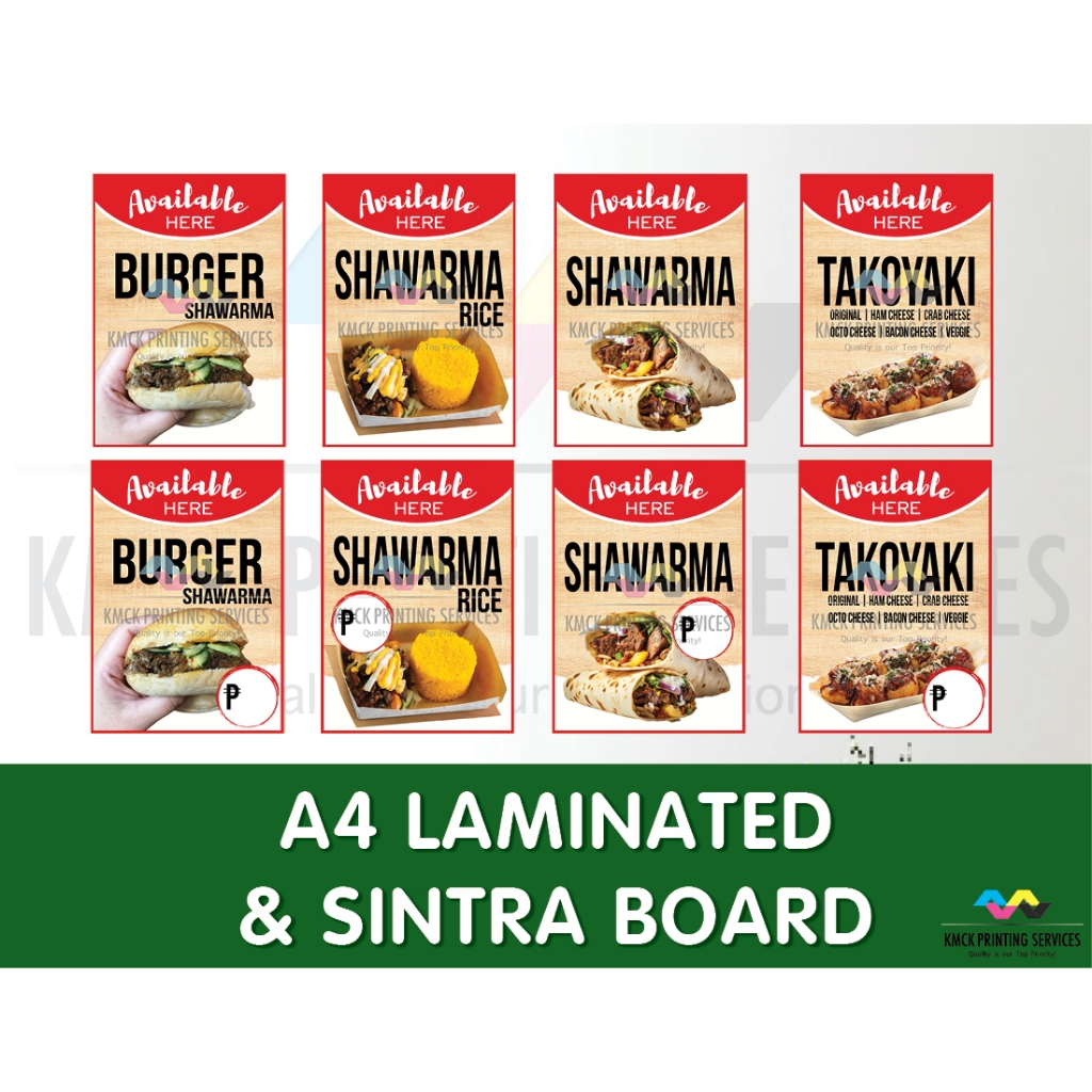 Food Signages Burger Shawarma, Shawarma Rice, Shawarma, Takoyaki ...