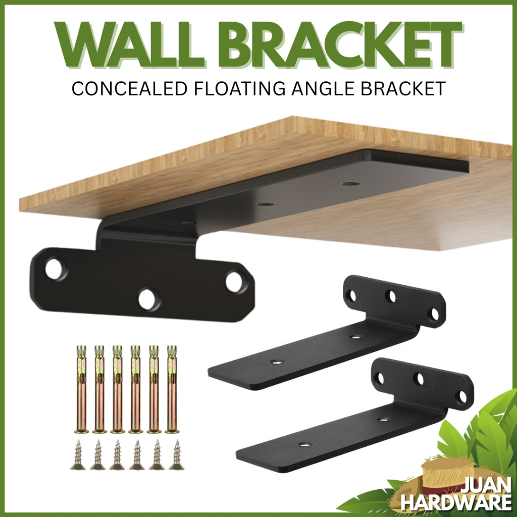 2 PCS Steel Heavy Duty Concealed Floating Wall Bracket Front and Back ...