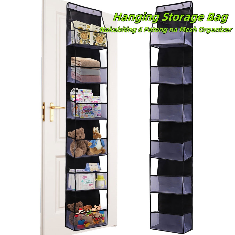 6 Layers Mash Fabric Storage Hanging Bag Behind Door Multi functional ...