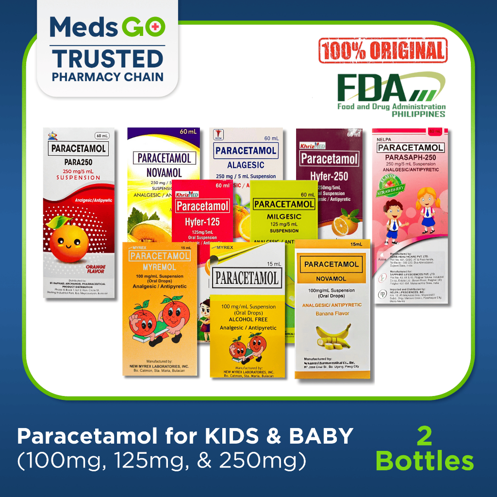 Paracetamol For Kids and Baby Syrup (100mg, 125mg, 250mg) | Shopee ...