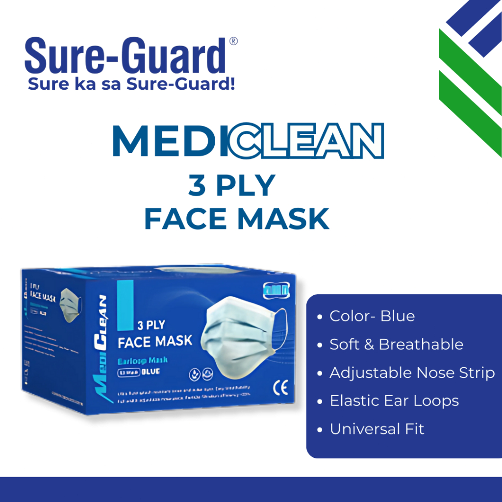 Sure-Guard MediClean 3PLY Face mask 50pcs./box | Shopee Philippines