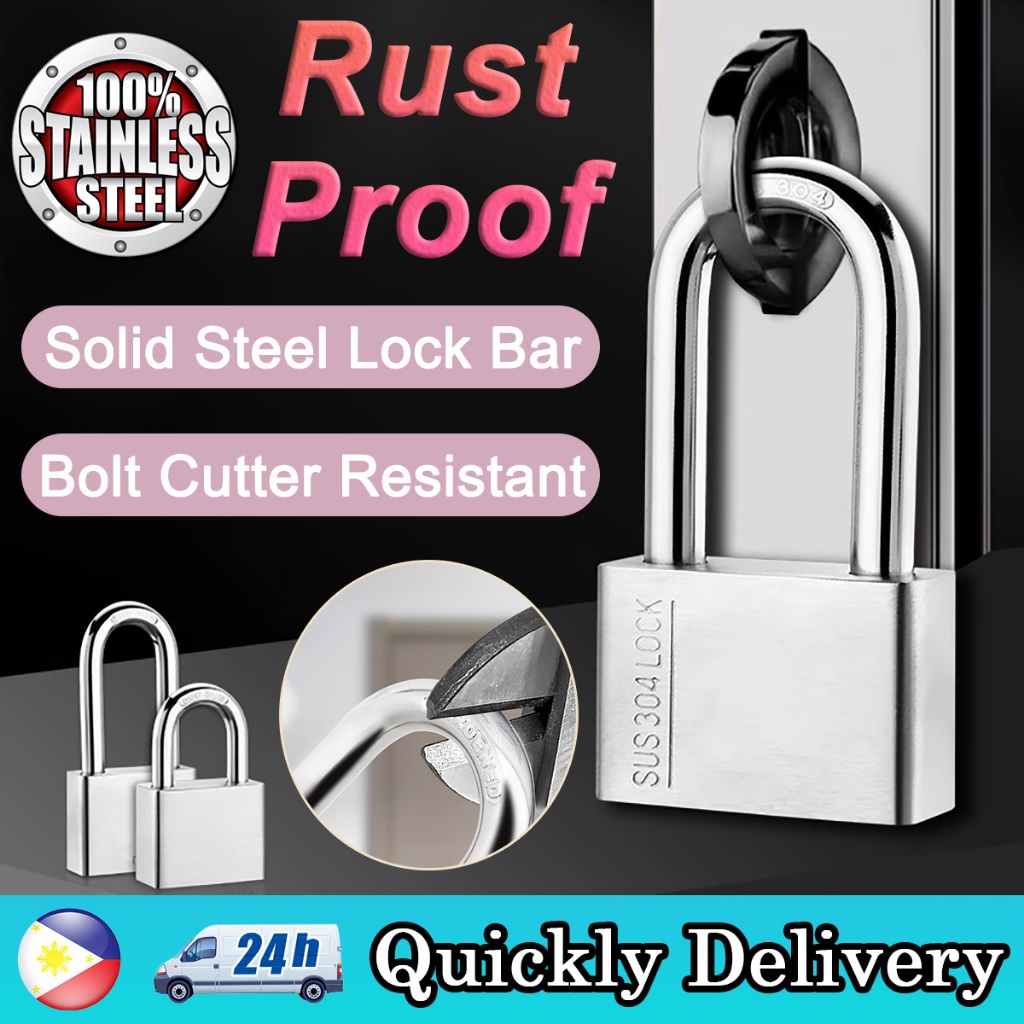 Solid Steel Padlock Bolt Cutter Resistant Shackle Anti-Pry Body Marine ...