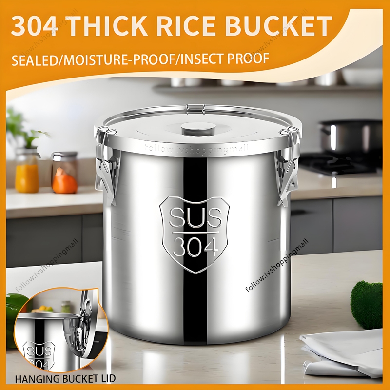 Large Capacity 304 Stainless Steel Rice Bucket Closed multi-purpose ...