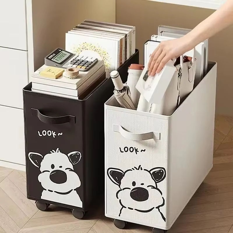 Office Under Desk Utility Cart Moveable Storage Box with Wheels Space ...