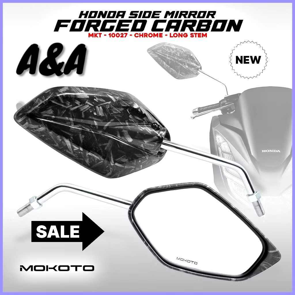 YAMAHA MIO SPORTY 115 MOKOTO FORGED CARBON SIDE MIRROR CHROME LONG STEM ...