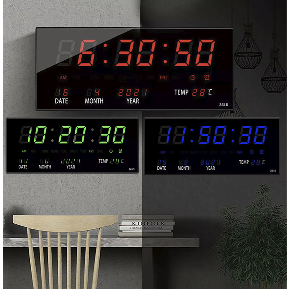 Digital JH-3615 Large Display LED Wall Clock with Date Wall Mounted ...