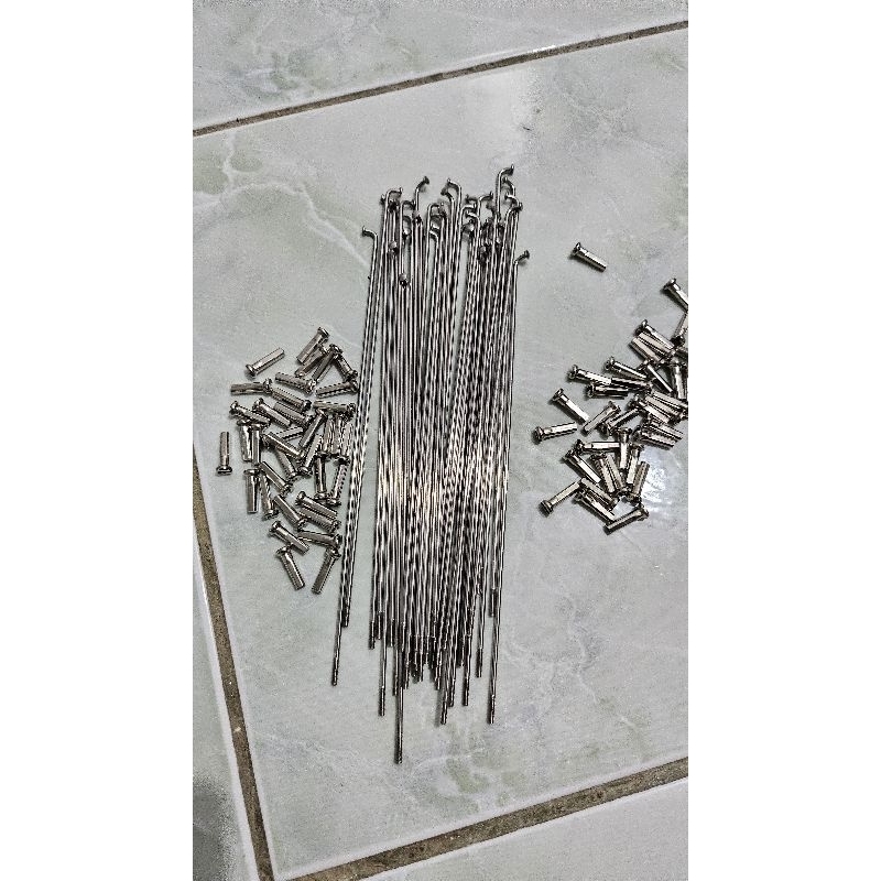 Bicycle spoke or rayos stainless 181m.m long niple size 20 good quality ...