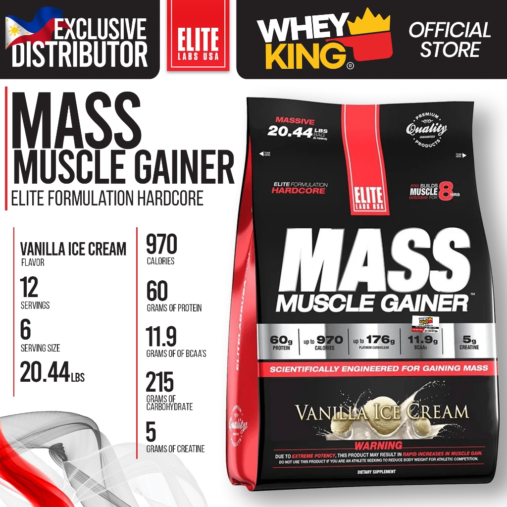 ELITE LABS l MASS MUSCLE GAINER 20LBS With 60g protein, 5g creatine ...