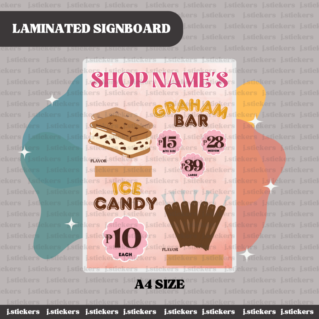 Laminated Signboard - Graham Bar / Ice Candy Business A4 Size | Shopee ...