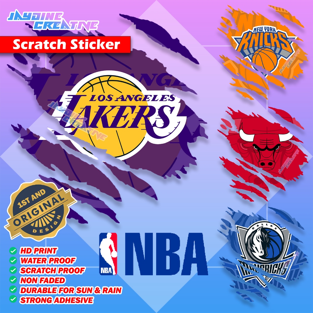 NBA Team Logo - Scratch Design Sticker - Indoor/Outdoor Vinyl Sticker ...