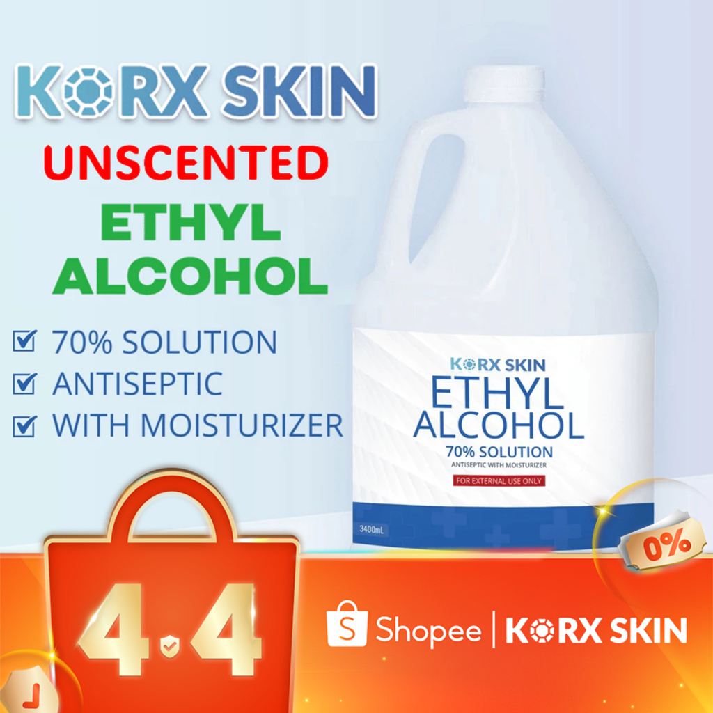 KORX SKIN 70% ETHYL ALCOHOL UNSCENTED 1 GALLON, 2 LITERS ONLY | Shopee ...
