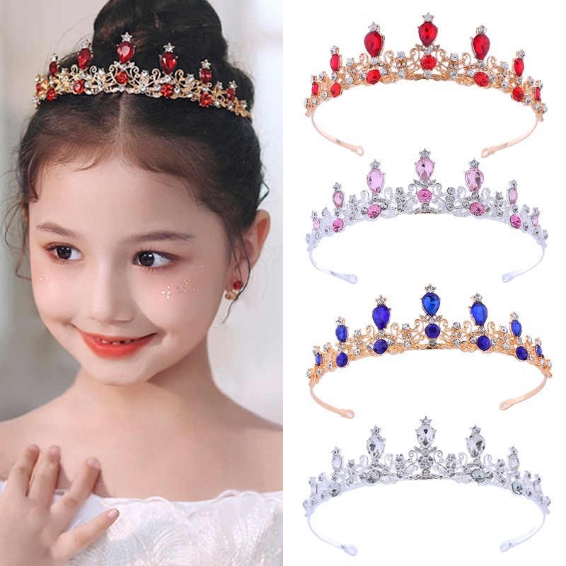 Kids Princess Rhinestone Tiara Fashion Birthday Dress Crown Elegant ...