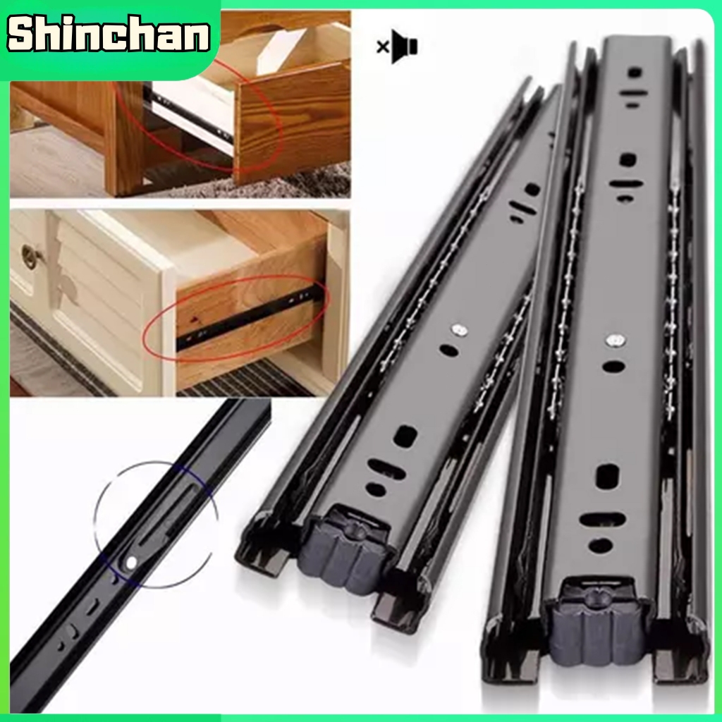 Drawer slides Three-section drawer guides Roller slide track soft close ...