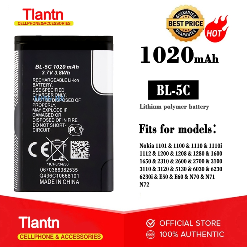 Original Nokia 5C (BL-5C) 2700C BATTERY REPLACEMENT N105 N106 N150 N110 ...