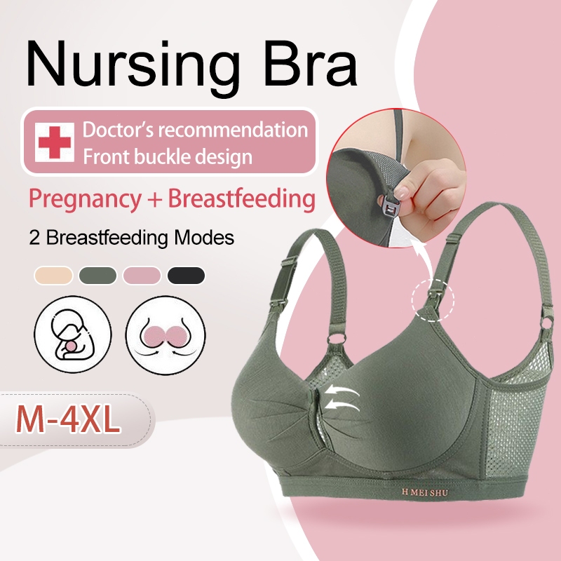 Maternity Bra Non Wire Breathable Nursing Bra Front Opening Buckle Push ...